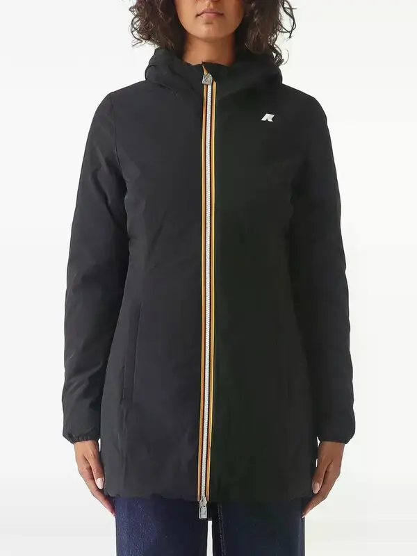 K-WAY Hooded Zip-front Coat - Black