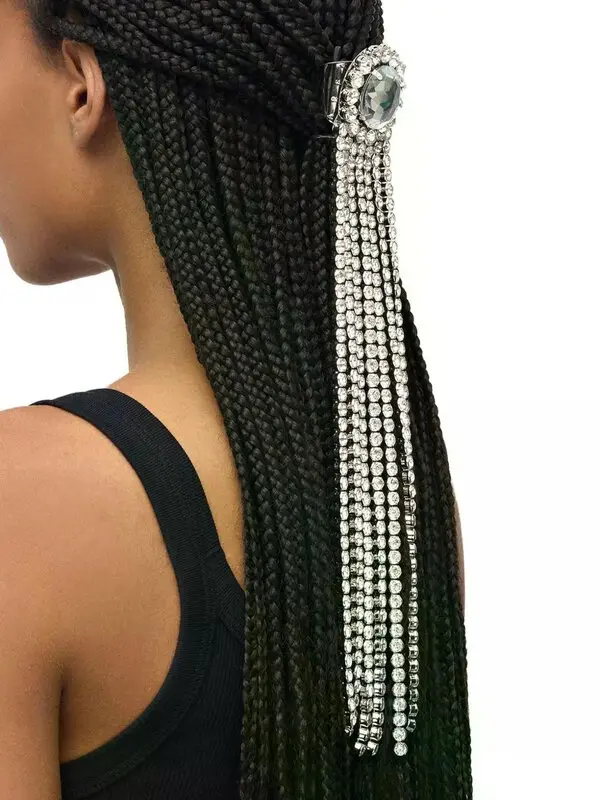 AREA Crystal-fringe Ponytail Holder - Silver