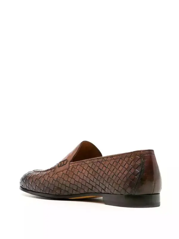 DOUCAL'S Woven Leather Penny Loafers