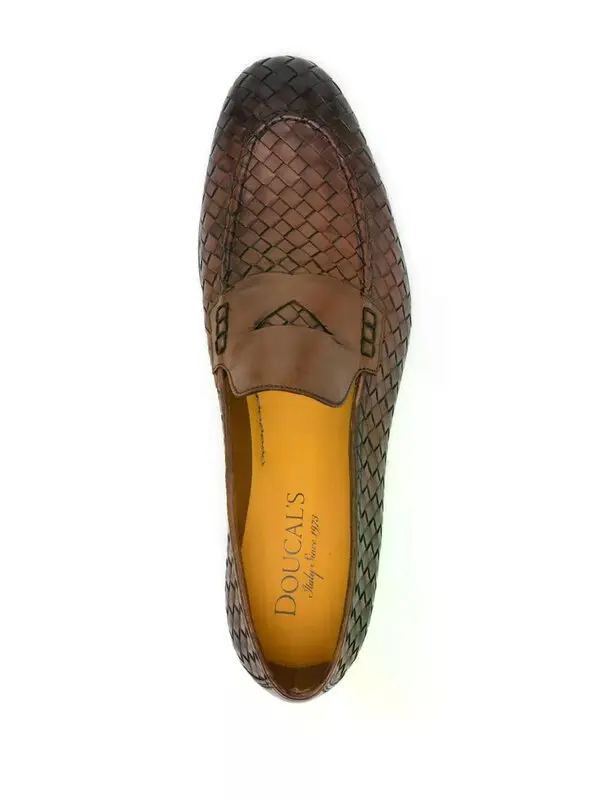DOUCAL'S Woven Leather Penny Loafers