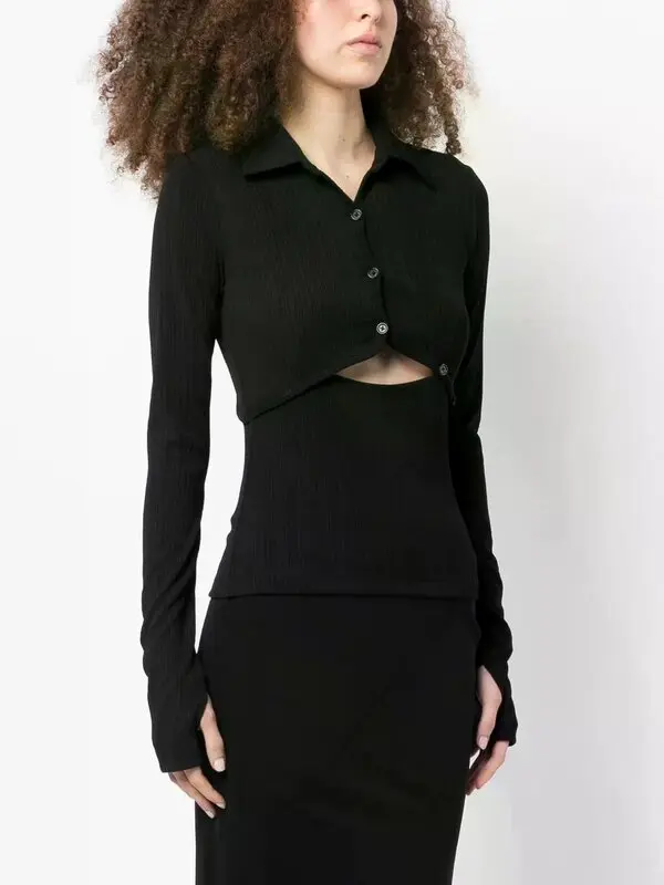 Helmut Lang Cut-out Button-up Top - Black