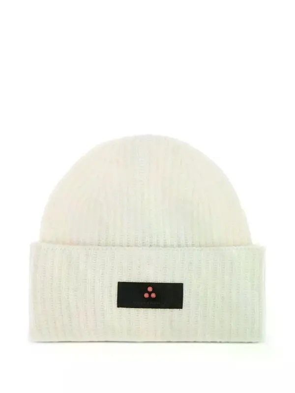 Peuterey Ribbed Logo-plaque Beanie - White