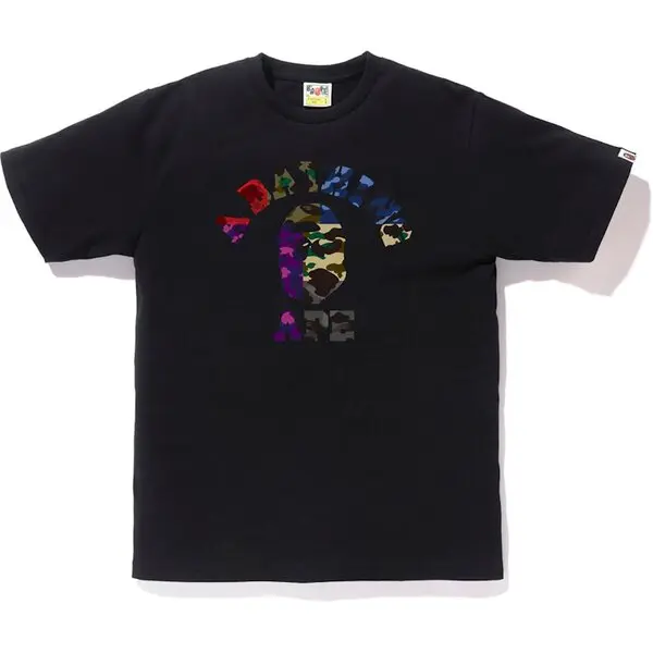 A BATHING APE Mix Camo College Tee Shirt - Black