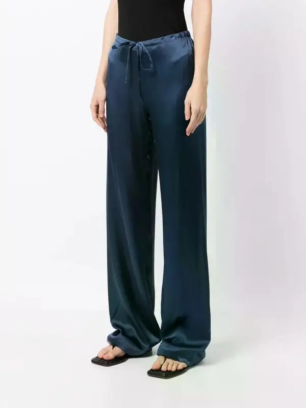 WOERA Drawstring-waist Silk Palazzo Trousers