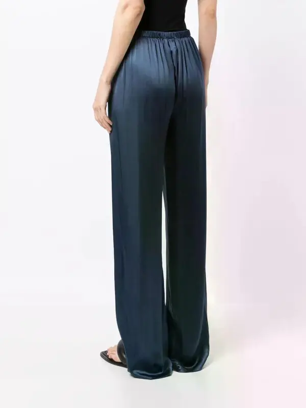WOERA Drawstring-waist Silk Palazzo Trousers