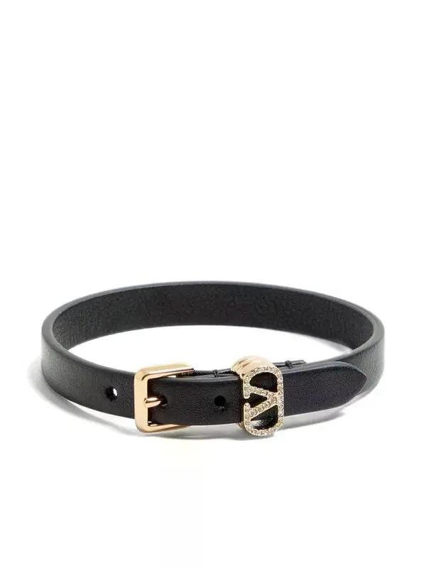 Valentino Garavani Buckle-embellished Leather Bracelet - Black