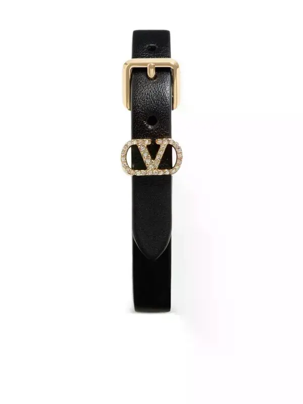 Valentino Garavani Buckle-embellished Leather Bracelet - Black