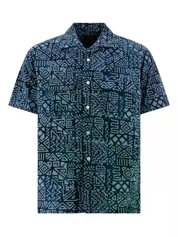 BEAMS Geometric-print Cotton Shirt - Blue