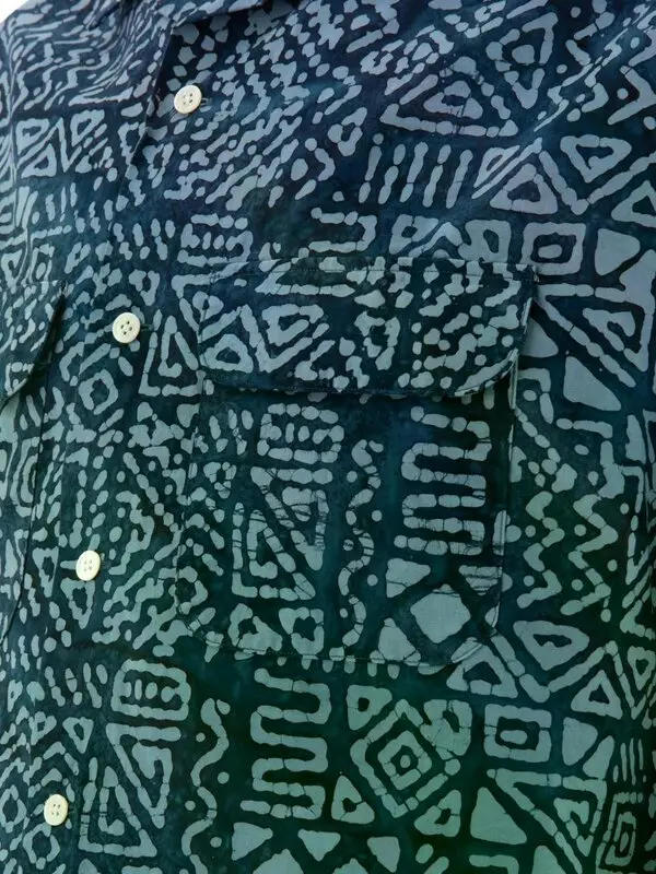 BEAMS Geometric-print Cotton Shirt