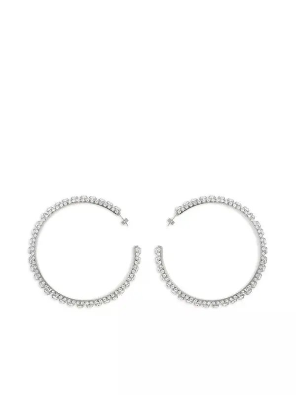 AREA Large Crystal-embellished Hoop Earrings - Silver