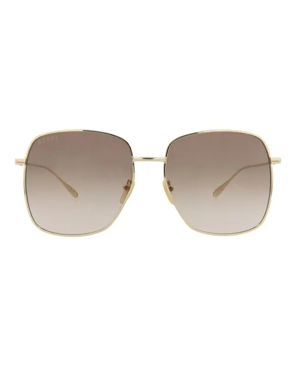 Gucci Square Frame Metal Sunglasses - Gold Gold Brown (gg1031s/30011783/003)
