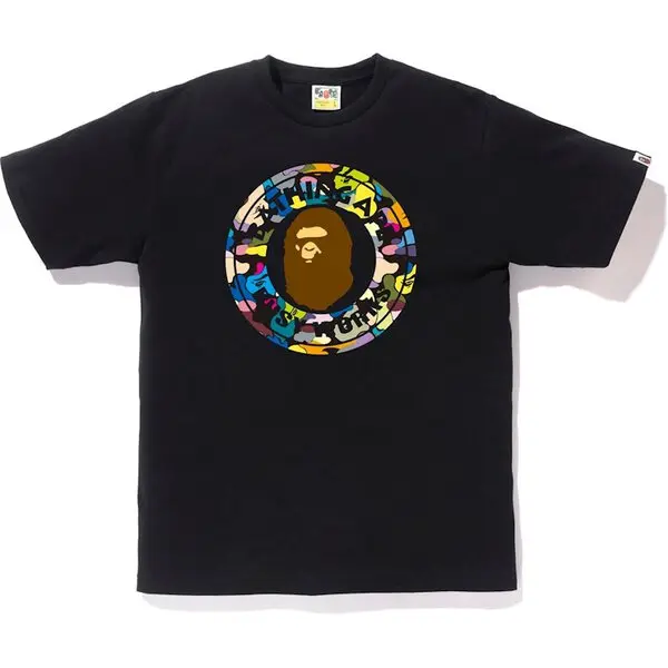 A BATHING APE Camo Busy Works Tee Shirt - Black