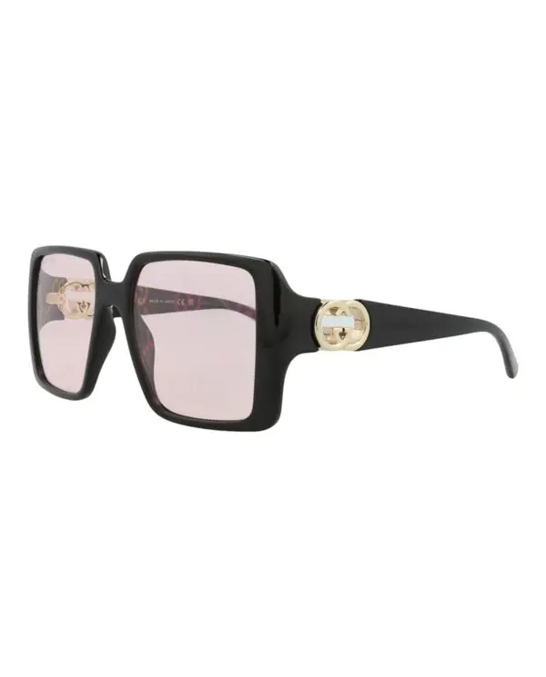 Gucci Square Frame Injection Sunglasses - Black Black Pink (gg1692s/30015482/006)