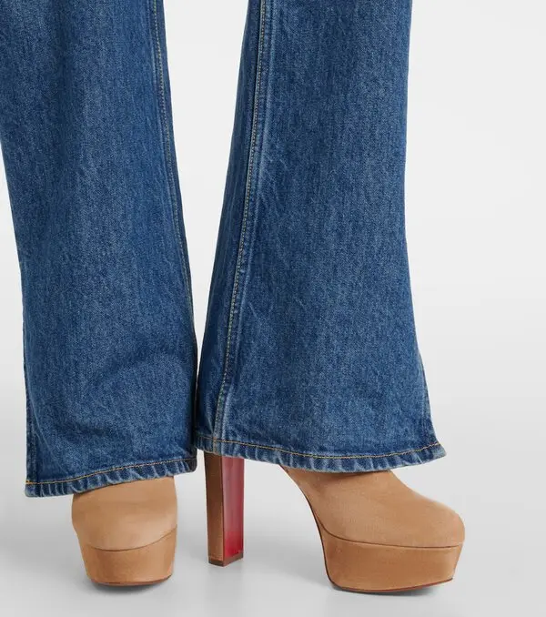 CHRISTIAN LOUBOUTIN Loo 130 Suede Ankle Boots - Beige
