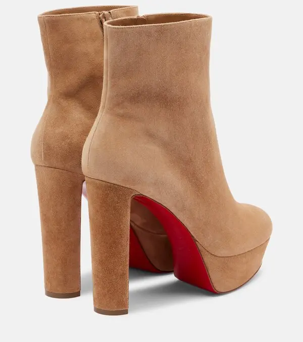 CHRISTIAN LOUBOUTIN Loo 130 Suede Ankle Boots - Beige