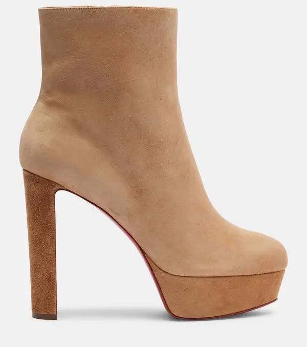 CHRISTIAN LOUBOUTIN Loo 130 Suede Ankle Boots - Beige