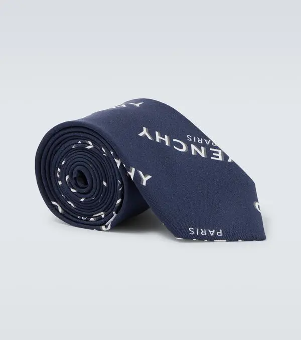 Givenchy Shadow Silk Tie - Blue