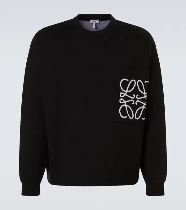 Loewe Anagram Embroidered Sweater - Black