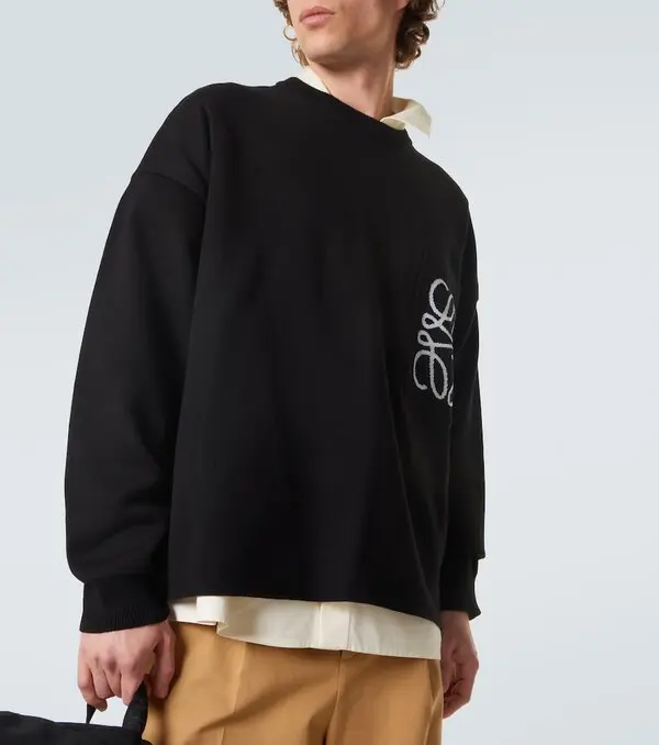 Loewe Anagram Embroidered Sweater - Black