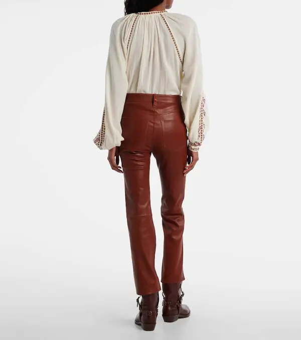 FRAME Reboot Crop Leather Bootcut Pants - Brown