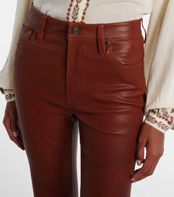 FRAME Reboot Crop Leather Bootcut Pants - Brown