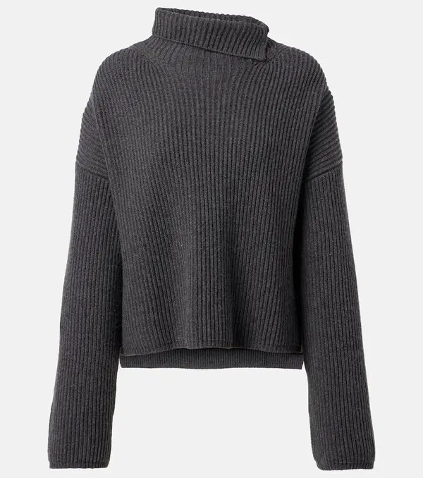 JOSEPH Ribbed-knit Wool-blend Turtleneck Sweater - Grey