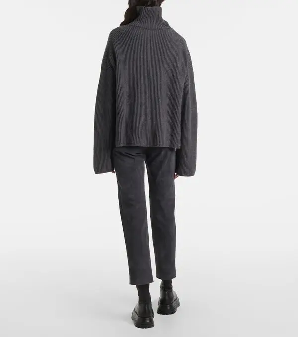JOSEPH Ribbed-knit Wool-blend Turtleneck Sweater - Grey