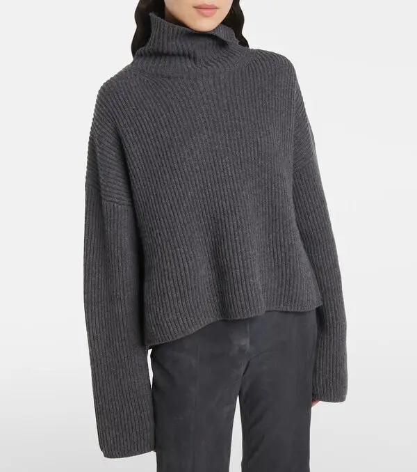 JOSEPH Ribbed-knit Wool-blend Turtleneck Sweater - Grey