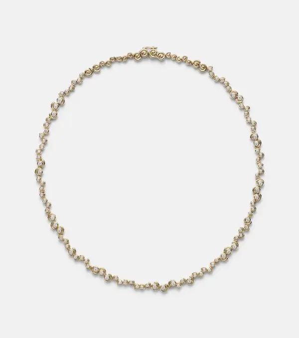 Yvonne Léon Rivière Escargot 9kt Necklace With Diamonds - Gold