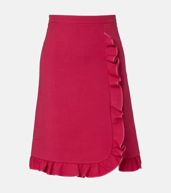 Valentino Garavani Crepe Couture Ruffled Miniskirt - Red