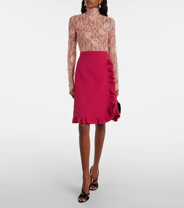 Valentino Garavani Crepe Couture Ruffled Miniskirt