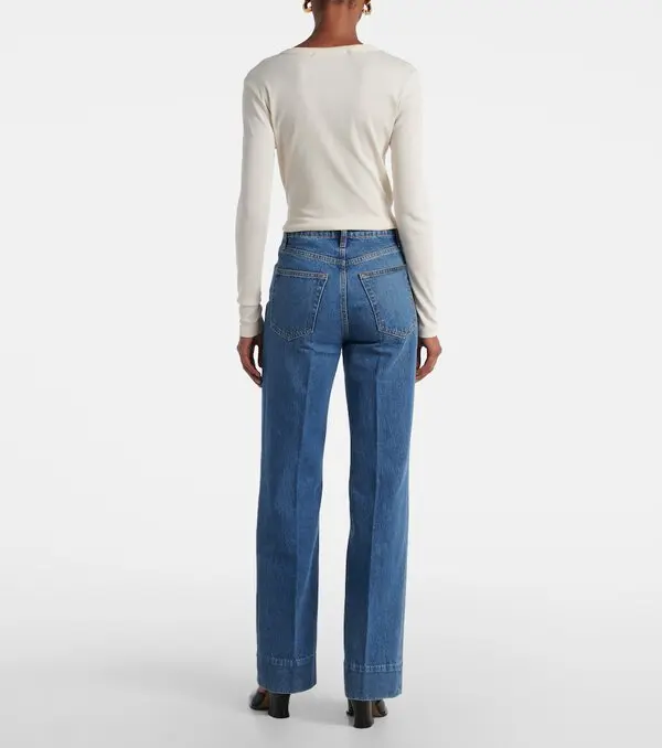 FRAME The Streamline Mid-rise Wide-leg Jeans - Blue