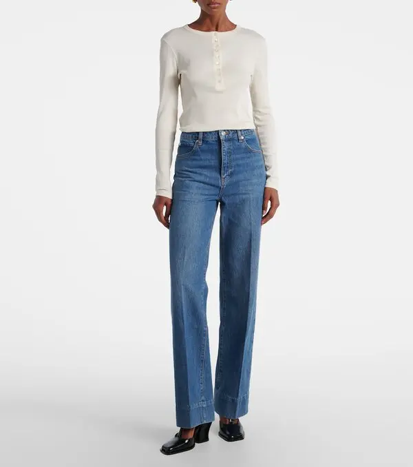 FRAME The Streamline Mid-rise Wide-leg Jeans - Blue