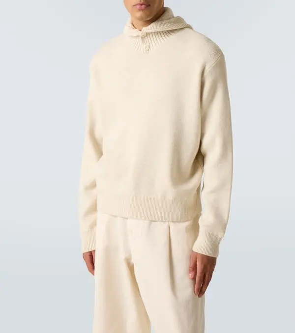LEMAIRE Hooded Alpaca And Wool-blend Sweater