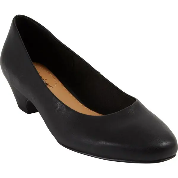 COMFORTVIEW Vida Leather-like Slip-on Block Heel Pump - Black