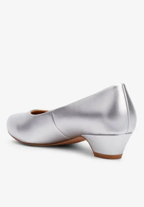 COMFORTVIEW Vida Leather-like Slip-on Block Heel Pump - Silver