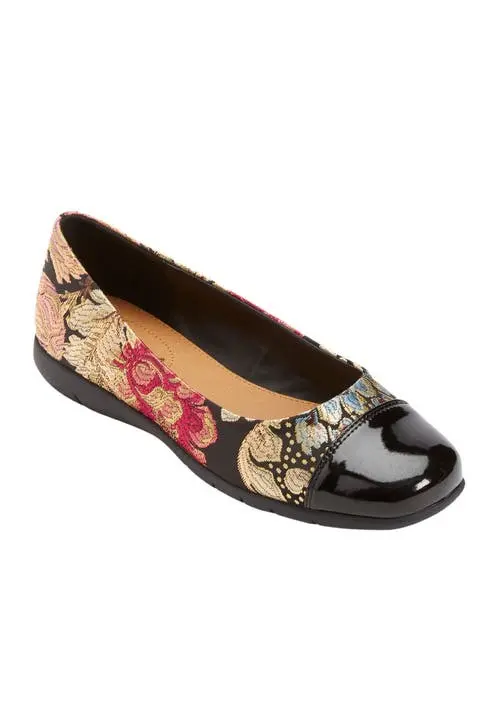 COMFORTVIEW The Fay Slip On Flat - Floral Metallic
