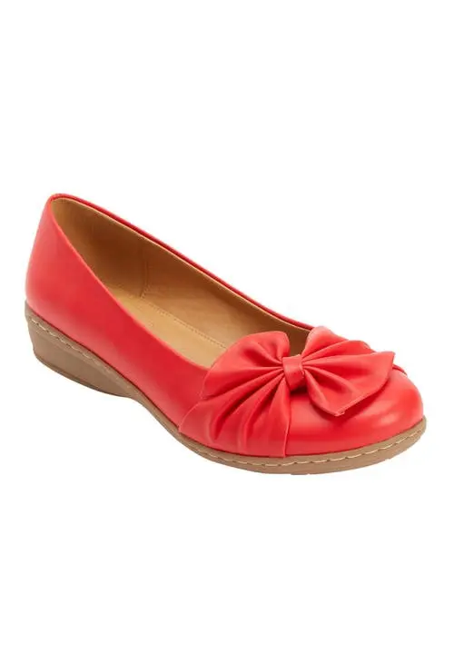 COMFORTVIEW The Pamela Slip-on Flat With Bow Detailing - Red