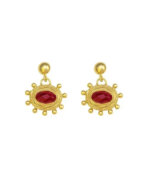 OTTOMAN HANDS Zand Ruby Drop Earrings - Brass
