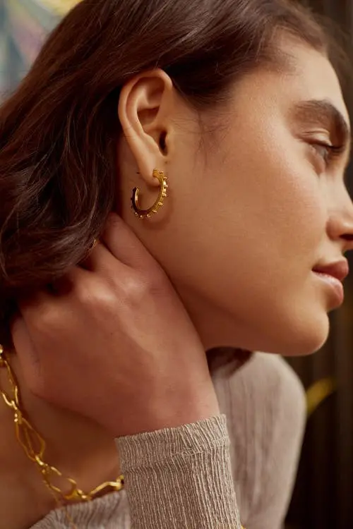 OTTOMAN HANDS Aida Hoop Earrings - Brass