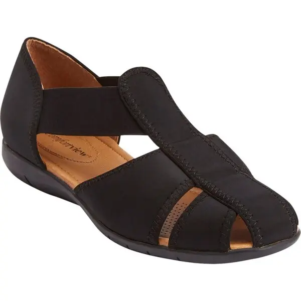 COMFORTVIEW The Cheryl Stretch Neoprene Flat - Black