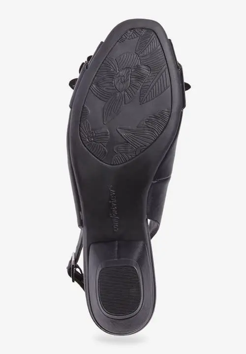 COMFORTVIEW Rider Leather-like Slingback Sandals With Embellished Peep-toe - Black