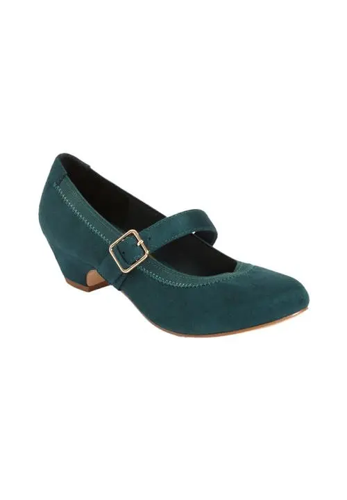 COMFORTVIEW Suede Pumps With Adjustable Buckle - Emerald