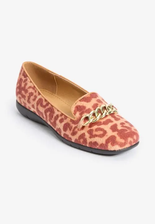 COMFORTVIEW Thayer Slip-on Flat With Chain Detail - Leopard