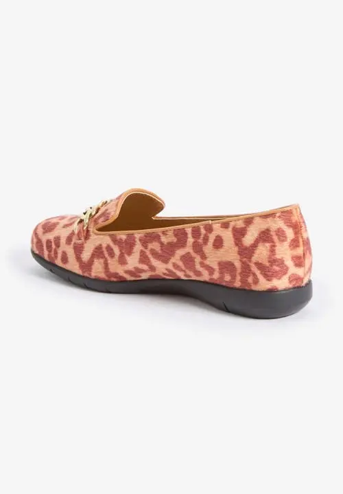 COMFORTVIEW The Thayer Slip-on Flat With Metallic Chain Detail - Leopard