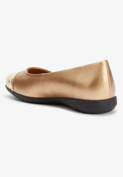 COMFORTVIEW Fay Slip-on Flat With Croc-effect Cap Toe - Gold