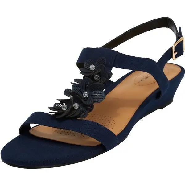 COMFORTVIEW Carina Slingback Sandal With Floral Embellishment - Navy