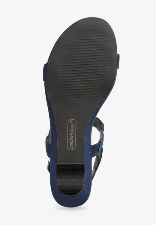 COMFORTVIEW Carina Slingback Sandal With Floral Embellishment - Navy