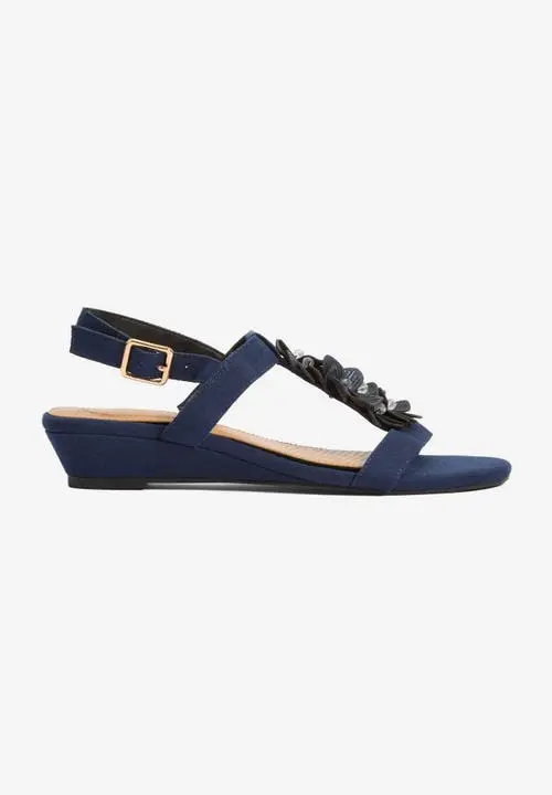 COMFORTVIEW Carina Slingback Sandal With Floral Embellishment - Navy