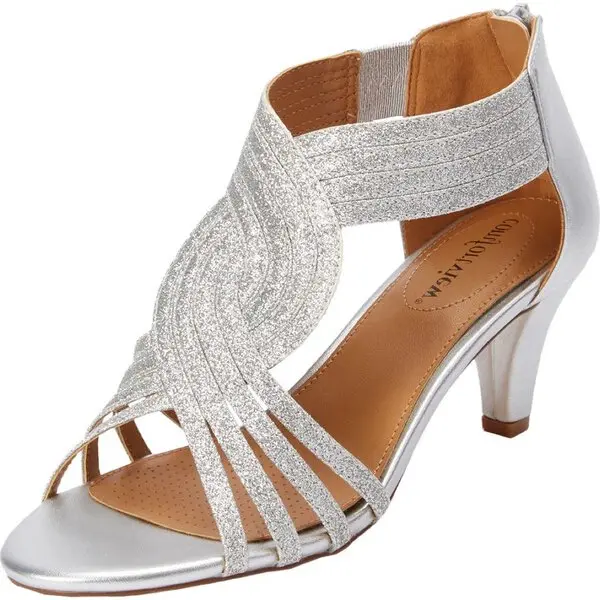 COMFORTVIEW The Genevieve Open-toe Pump - Silver